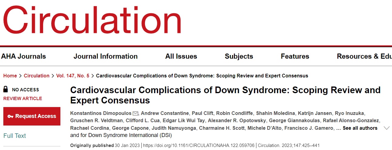 Кардиоваскулярные осложнения при синдроме Дауна (Circulation, январь 2023) > MedElement