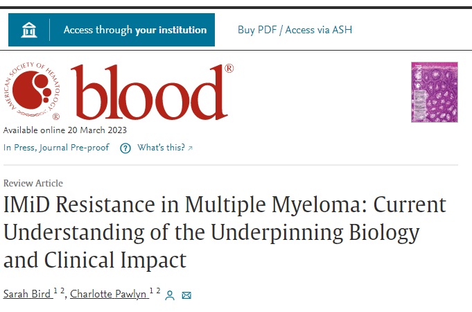 Резистентность к иммуномодулирующим препаратам при множественной миеломе (Blood, март 2023 ...